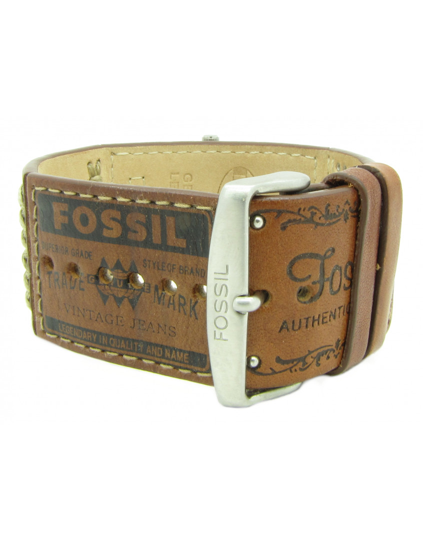 Fossil JR-8720 Ladies Wristwatch Date Retro Rivets Leather Stainless Steel